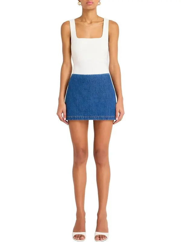 Amanda Uprichard Jace Denim Mini Skort - True Blue Wash