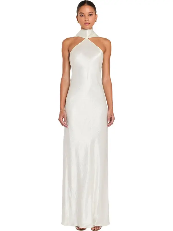 Amanda Uprichard Ashton Maxi Dress In Satin - Ivory