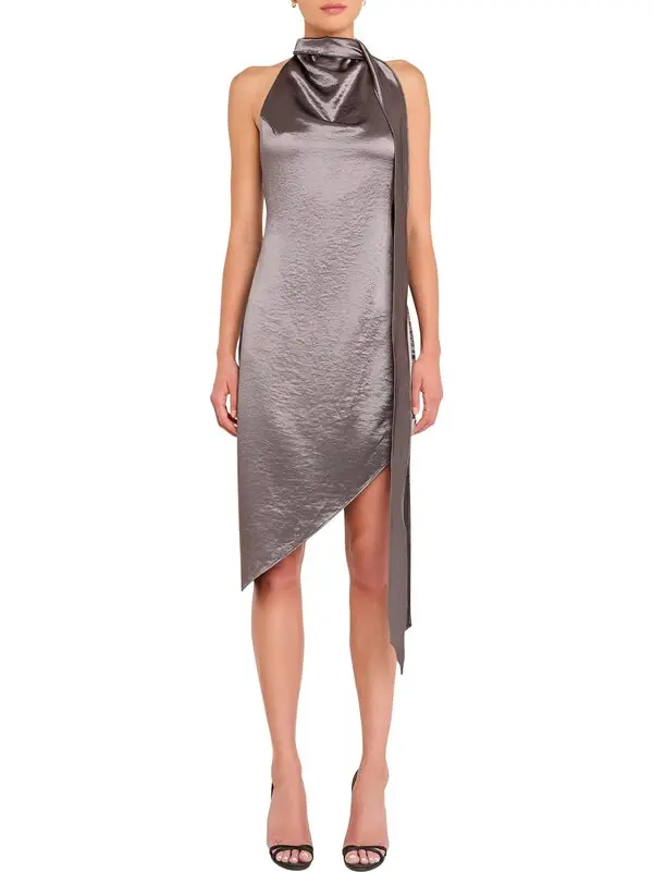 Amanda Uprichard Vallani Asymmetrical Midi Dress - Graphite