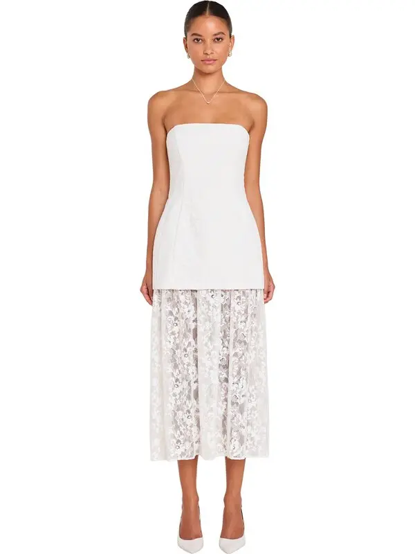 Amanda Uprichard Linda Lace Hem Midi Dress - Ivory