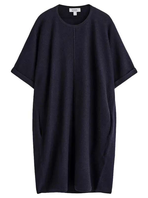 Cos Sculpted Merino Wool Mini Dress - Navy