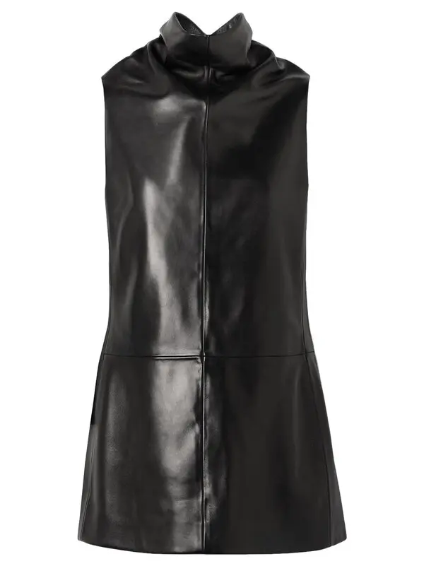 Khaite Daria Leather Mini Dress - Black