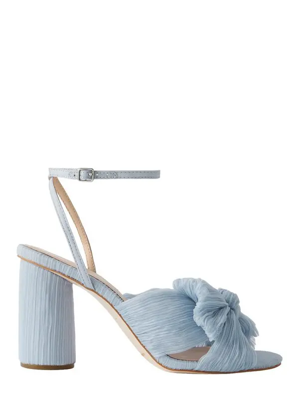 LOEFFLER RANDALL Camellia Bow-embellished Plissé-organza Sandals - Blue