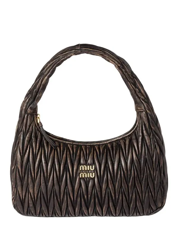 Miu Miu Wander Matelassé Nappa Leather Bag - Coffee
