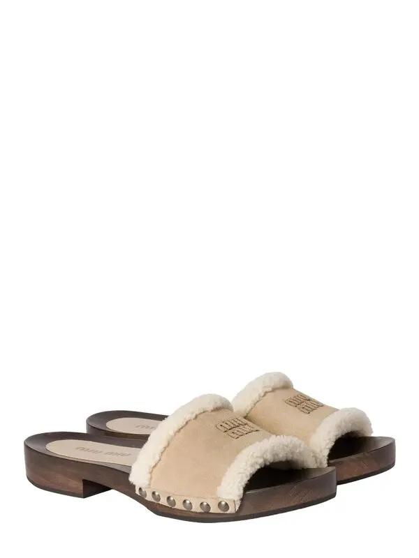 Miu Miu Suede Clogs - Desert Beige