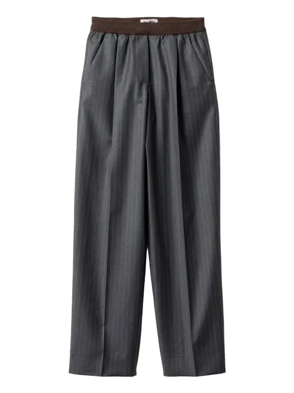 Miu Miu Pinstriped Straight Fit Trousers - Slate Gray