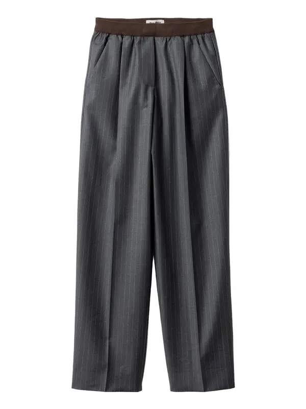 Miu Miu Pinstripe Straight Leg Pants - Slate Gray