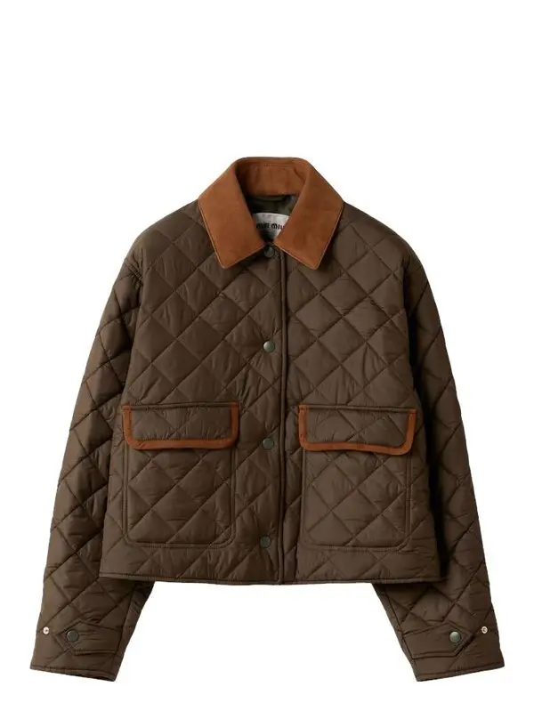 Miu Miu Quilted Technical Pongé Blouson Jacket - Military Green