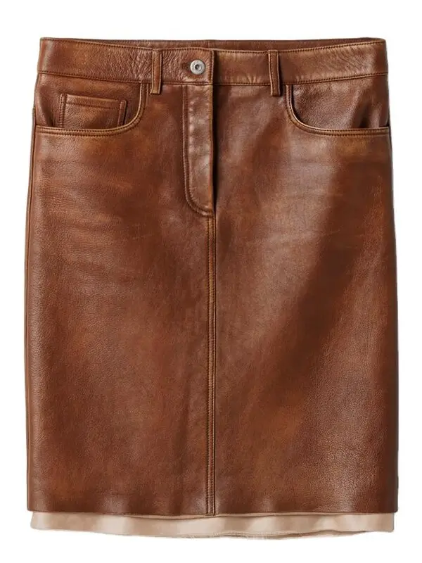 Miu Miu Nappa Leather Skirt - Brandy