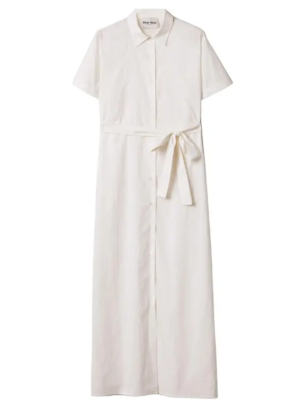 Miu Miu Embroidered Batiste Maxi Dress - Ivory