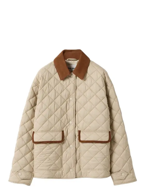 Miu Miu Quilted Technical Pongé Blouson - Sand Beige