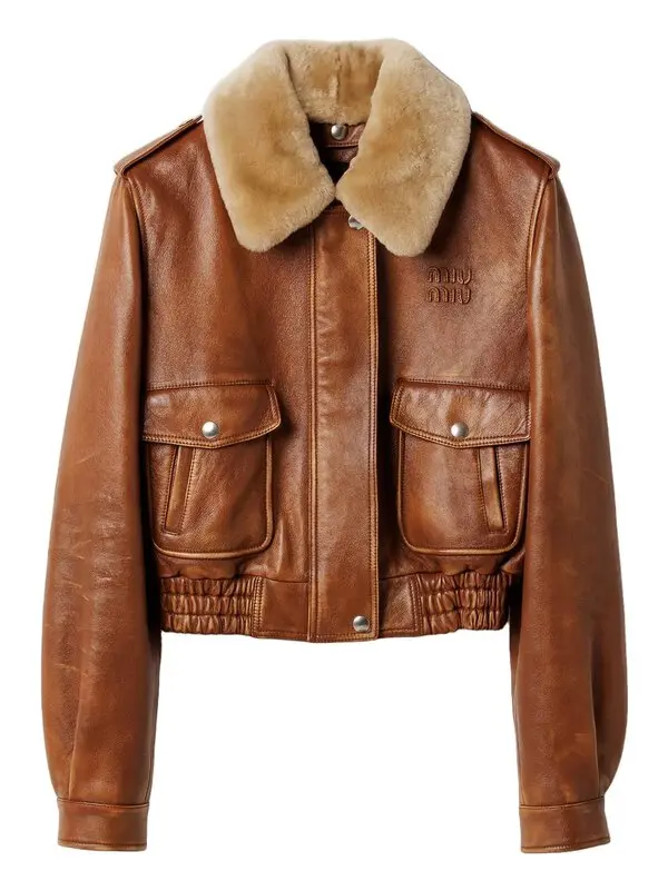 Miu Miu Nappa Leather Jacket - Brandy