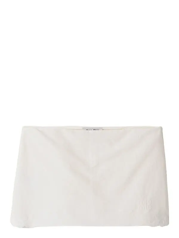Miu Miu Embroidered Slubbed Canvas Miniskirt - Ivory