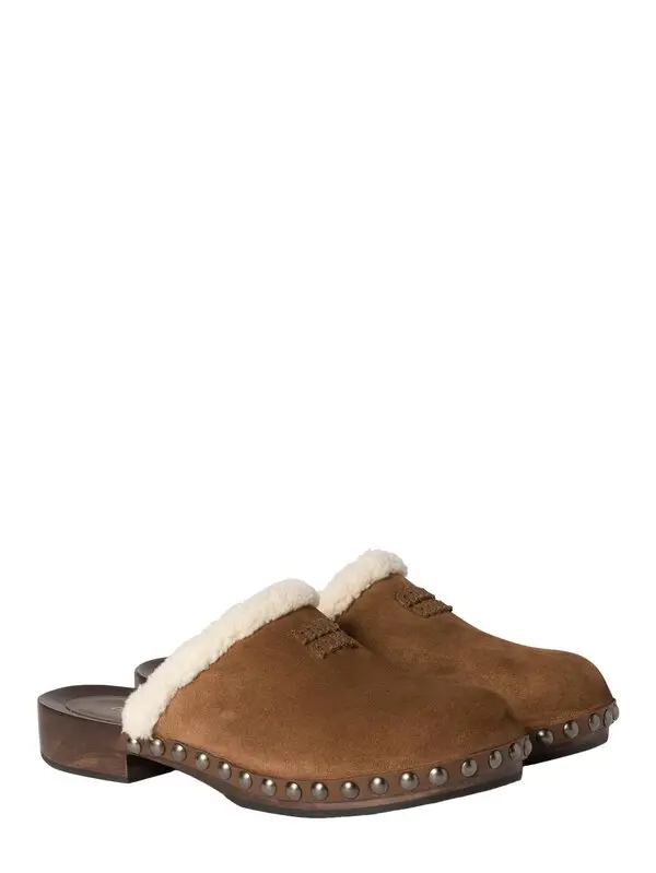 Miu Miu Suede Clogs - Cocoa Brown