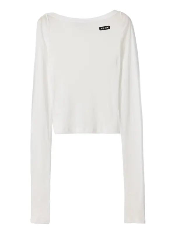 Miu Miu Ribbed Jersey Top - White