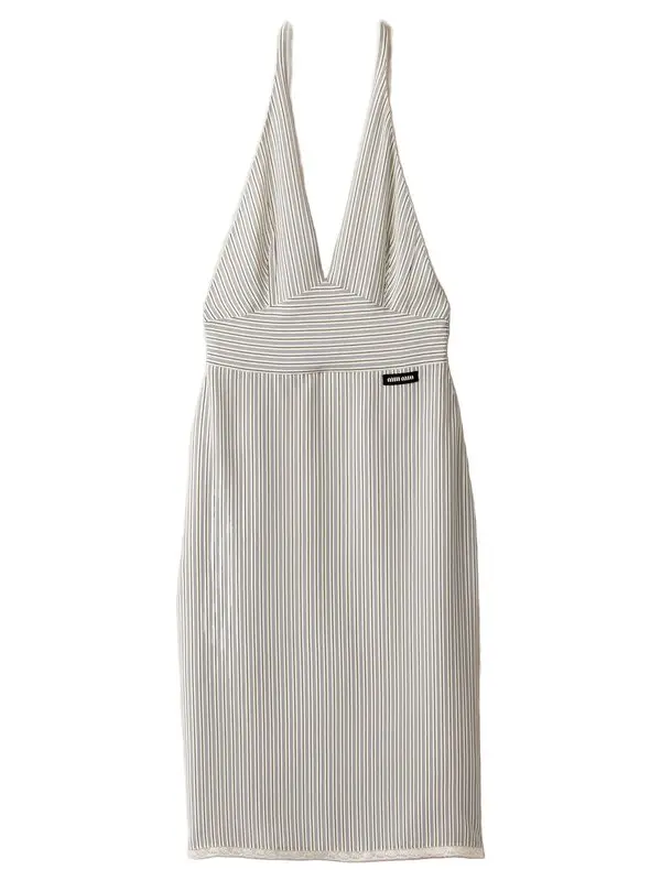 Miu Miu Crêpe De Chine Dress - Ivory/aviator Blue