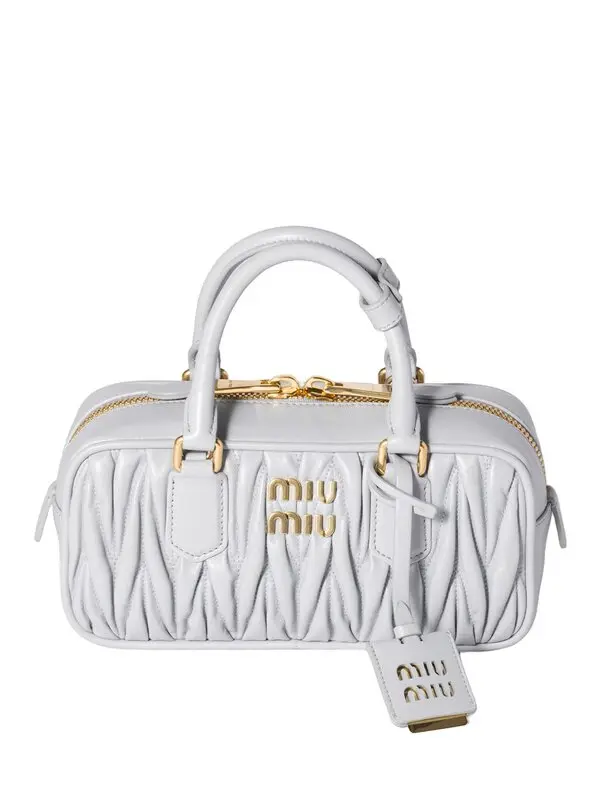 Miu Miu Arcadie Matelassé Nappa Leather Bag - Pearl Gray