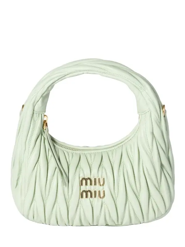 Miu Miu Wander Matelassé Nappa Leather Hobo Bag - Aqua