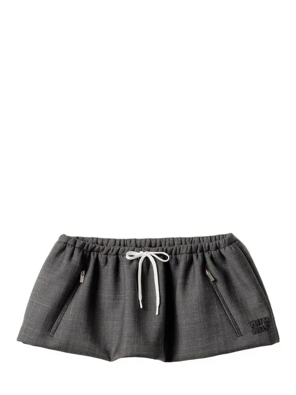 Miu Miu Prince Of Wales Miniskirt - Slate Gray