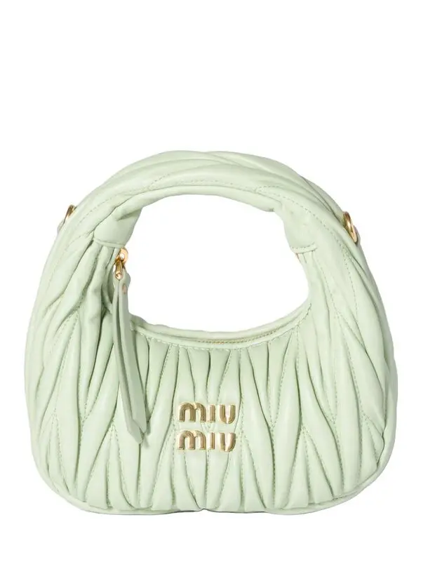 Miu Miu Wander Matelassé Nappa Leather Mini Hobo Bag - Aqua