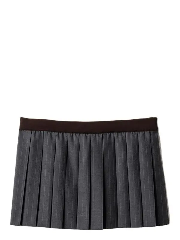 Miu Miu Pinstriped Pleated Miniskirt - Slate Gray