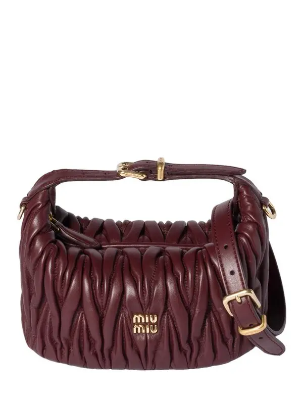 Miu Miu Matelassé Nappa Leather Pouch - Burgundy