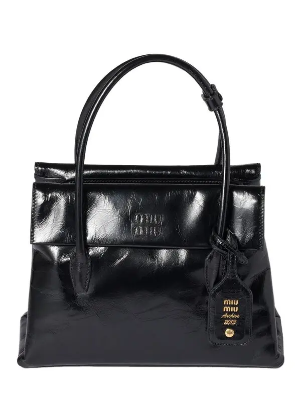 Miu Miu Solitaire Shiny Leather Bag - Black