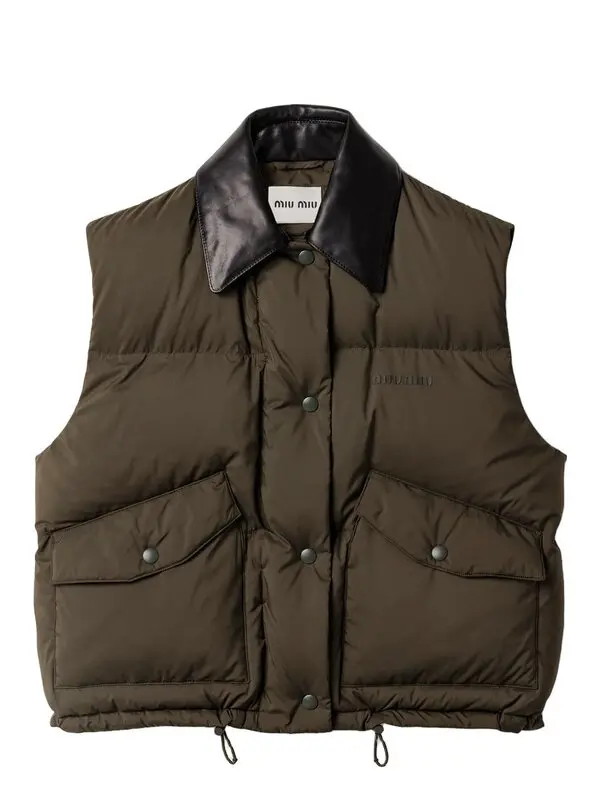 Miu Miu Technical Pongé Down Vest - Forest Green