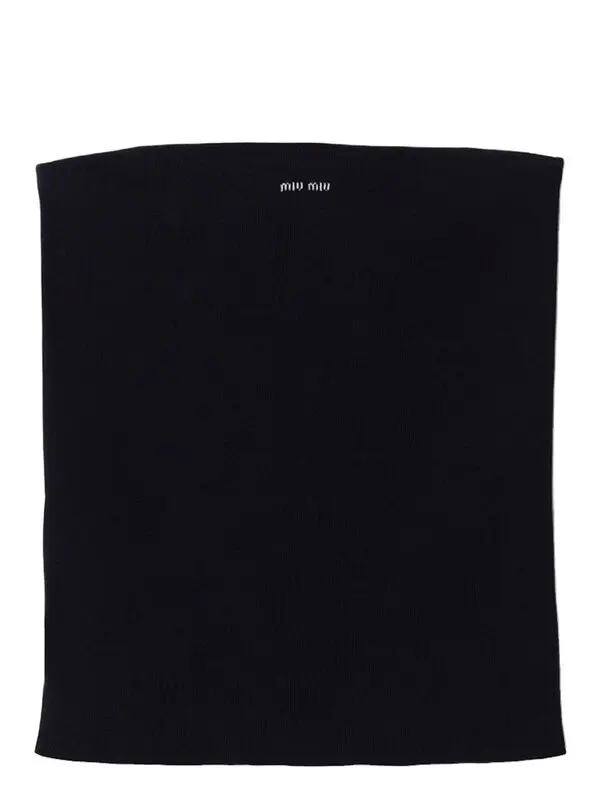 Miu Miu Cotton Knit Tube Top - Navy