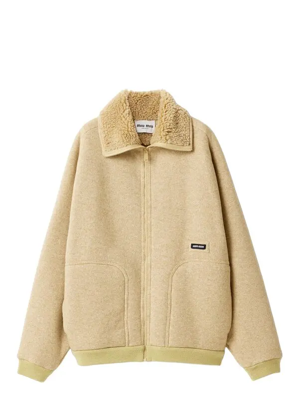 Miu Miu Cotton Fleece Zipper Blouson Jacket - Soy Green