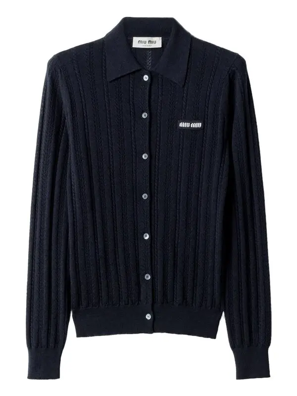 Miu Miu Buttoned Cashmere Cardigan - Navy