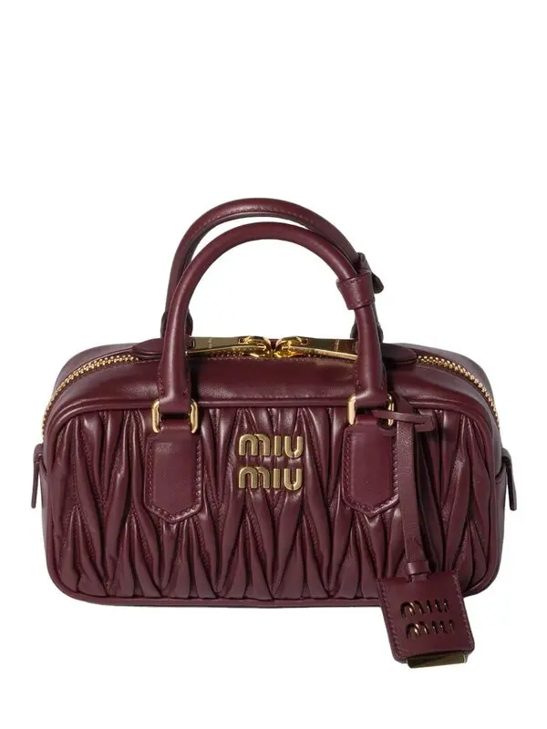 Miu Miu Arcadie Matelassé Nappa Leather Bag - Burgundy
