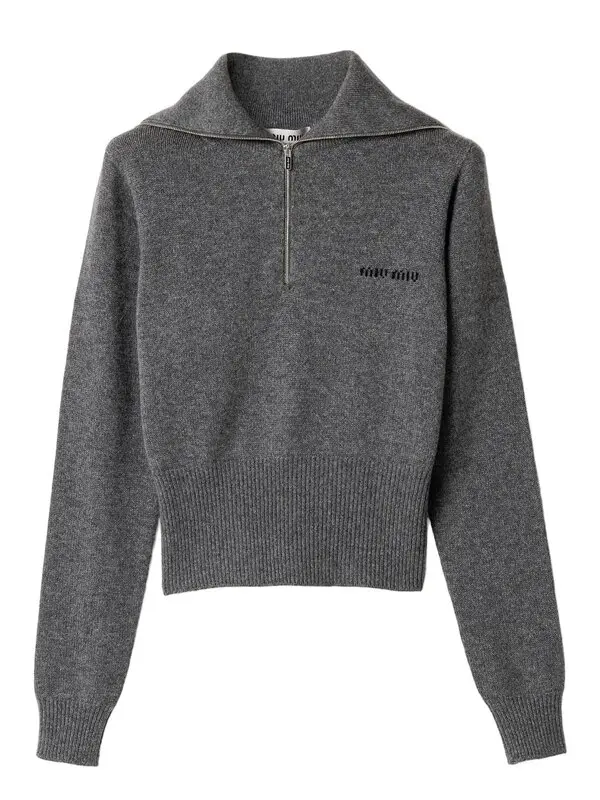 Miu Miu Cashmere Half-zipper Sweater - Slate Gray