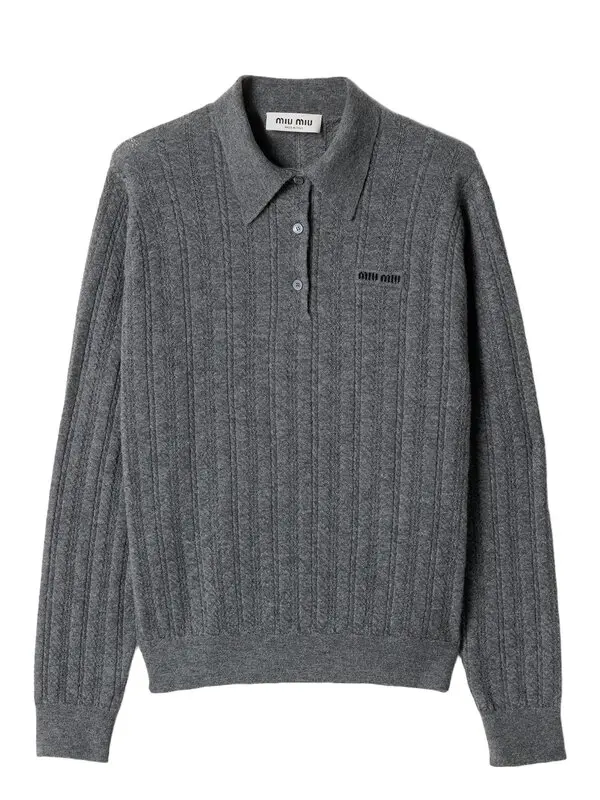 Miu Miu Cashmere Polo Sweater - Slate Gray