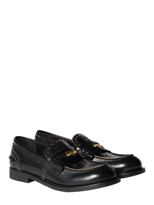 Miu Miu Leather Loafers - Black