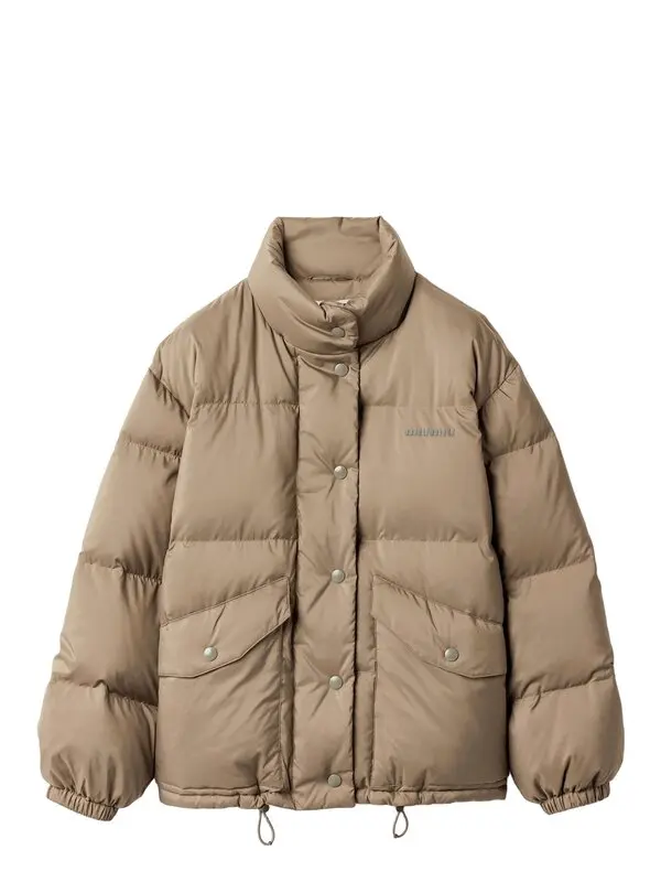 Miu Miu Technical Pongé Down Jacket - Steel Gray