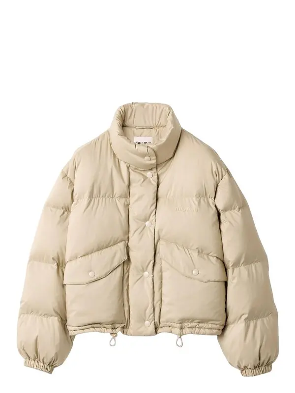 Miu Miu Technical Pongé Down Jacket - Sand Beige