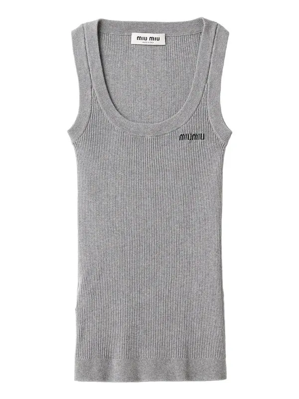 Miu Miu Cotton Knit Tank Top - Grey