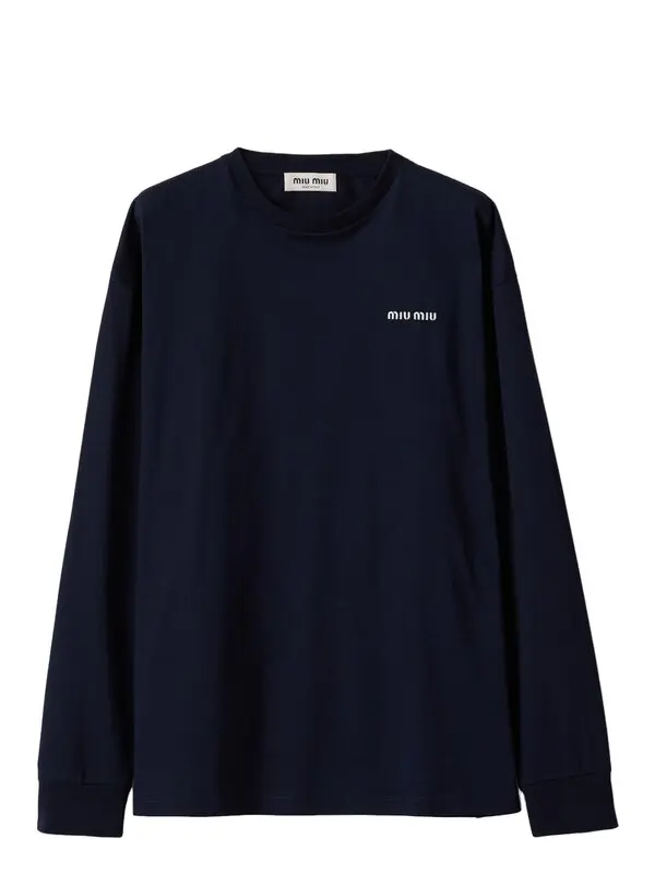 Miu Miu Long-sleeved Jersey T-shirt - Navy