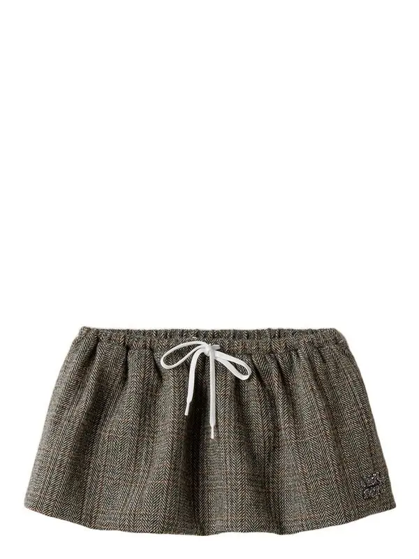 Miu Miu Chevron Miniskirt - Slate Gray