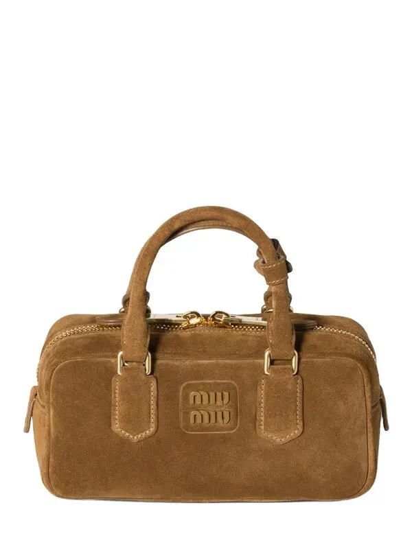Miu Miu Arcadie Padded Suede Top-handle Bag - Olive Green