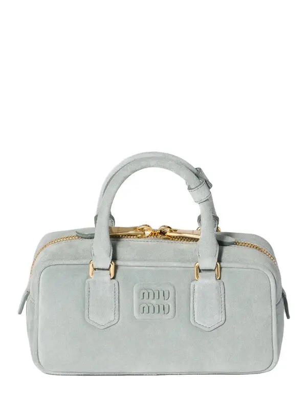 Miu Miu Arcadie Padded Suede Top-handle Bag - Powder Blue