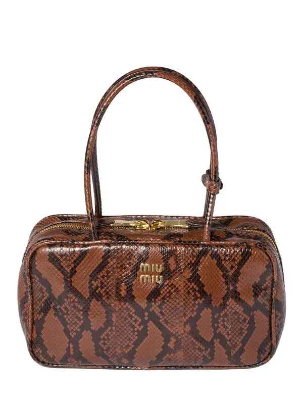Miu Miu Beau Python-printed Ayers Leather Bag - Tobacco