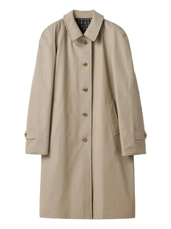 Miu Miu Reversible Twill And Check Trench Coat - Limestone/slate Gray