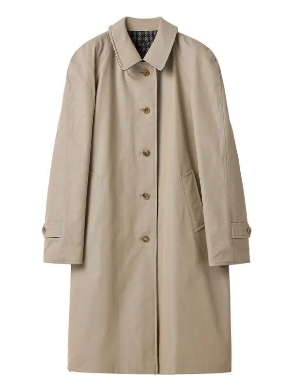 Miu Miu Reversible Twill And Check Trench Coat - Limestone/slate Gray