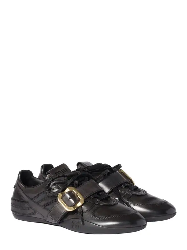 Miu Miu Gymnasium Leather Sneakers - Black