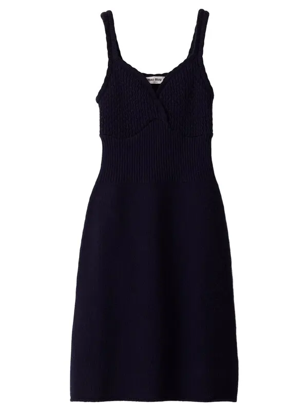 Miu Miu Wool Knit Tank Dress - Navy