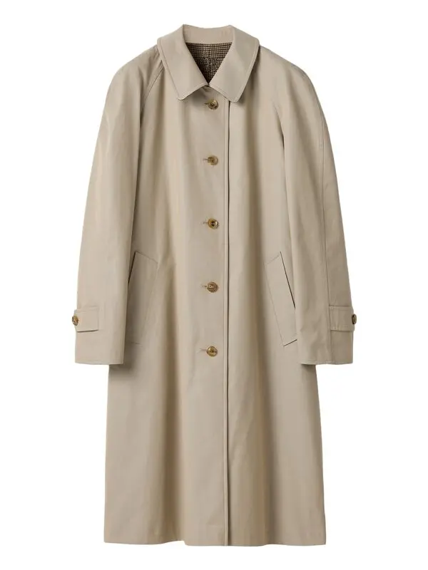 Miu Miu Reversible Twill And Houndstooth Trench Coat - Limestone/camel
