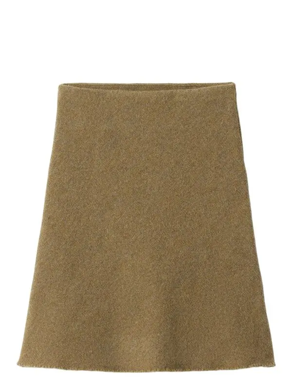 Miu Miu Wool Knit Flared Skirt - Military Green