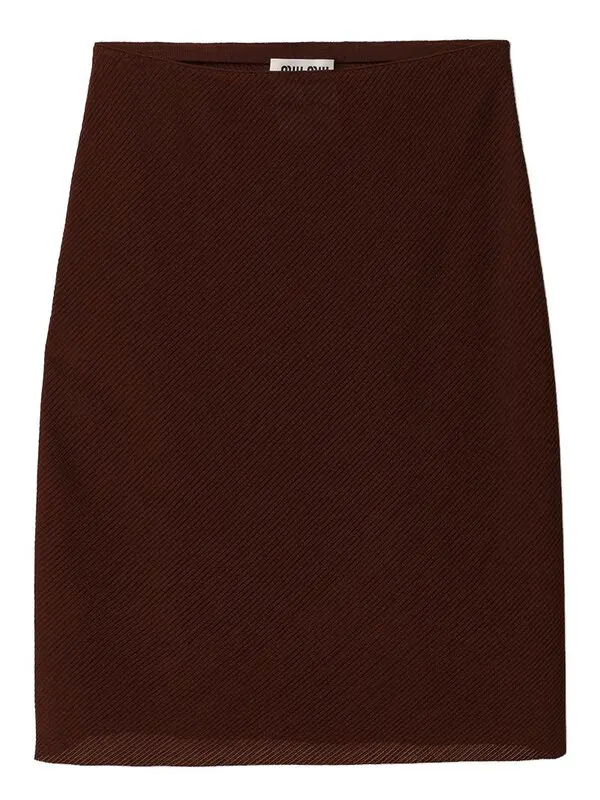 Miu Miu Silk Mid-length Skirt - Cocoa Brown
